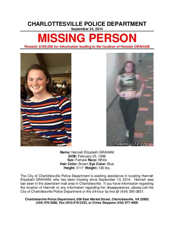 Hannah Graham: Missing person poster