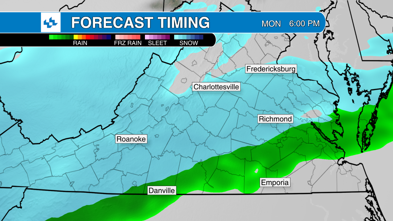 Light snow in Richmond, cold week ahead