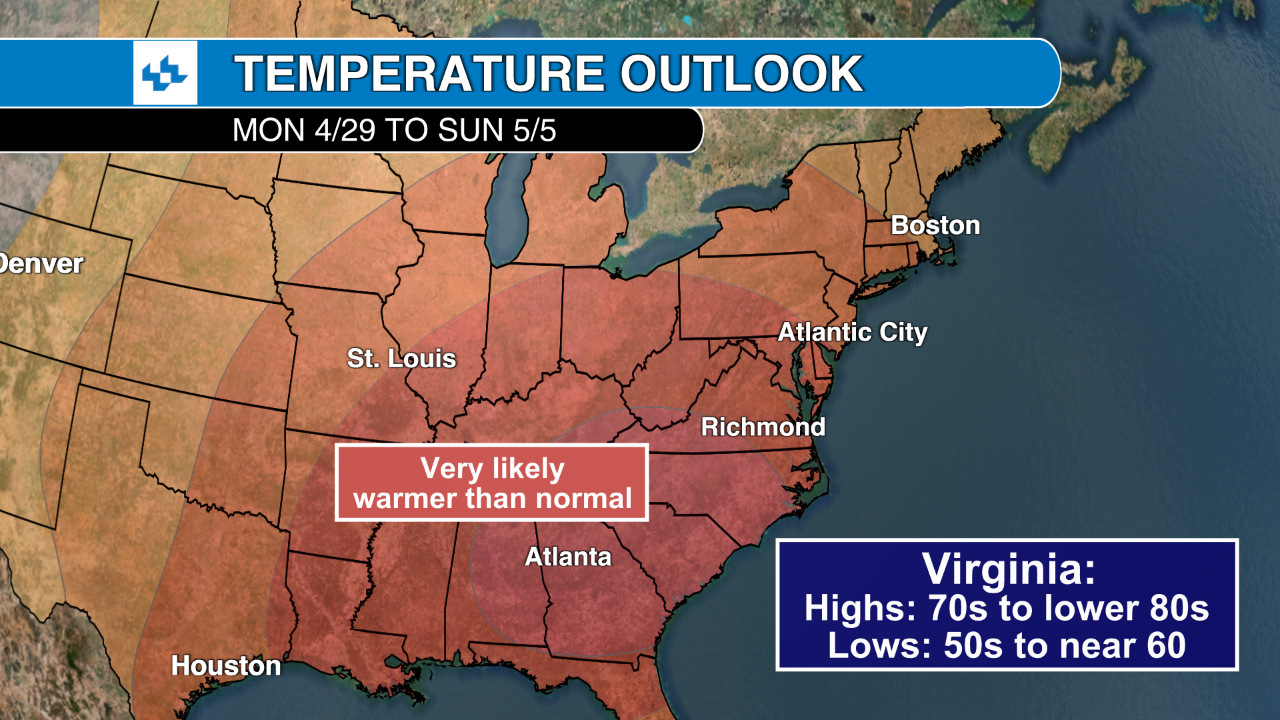 Consistently warmer weather just ahead for Virginia