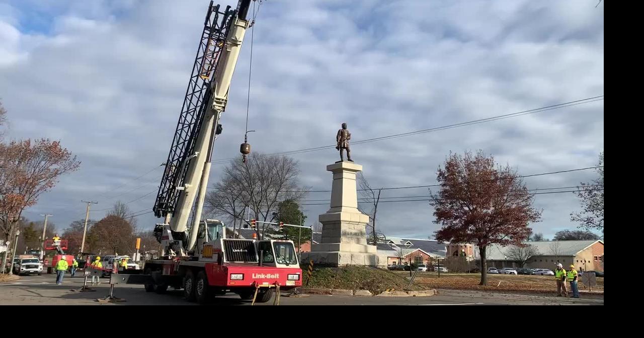 Crews prepare to remove A.P. Hill statue