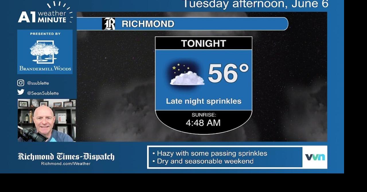 Tuesday afternoon Richmond weather video: Hazy with some late night ...