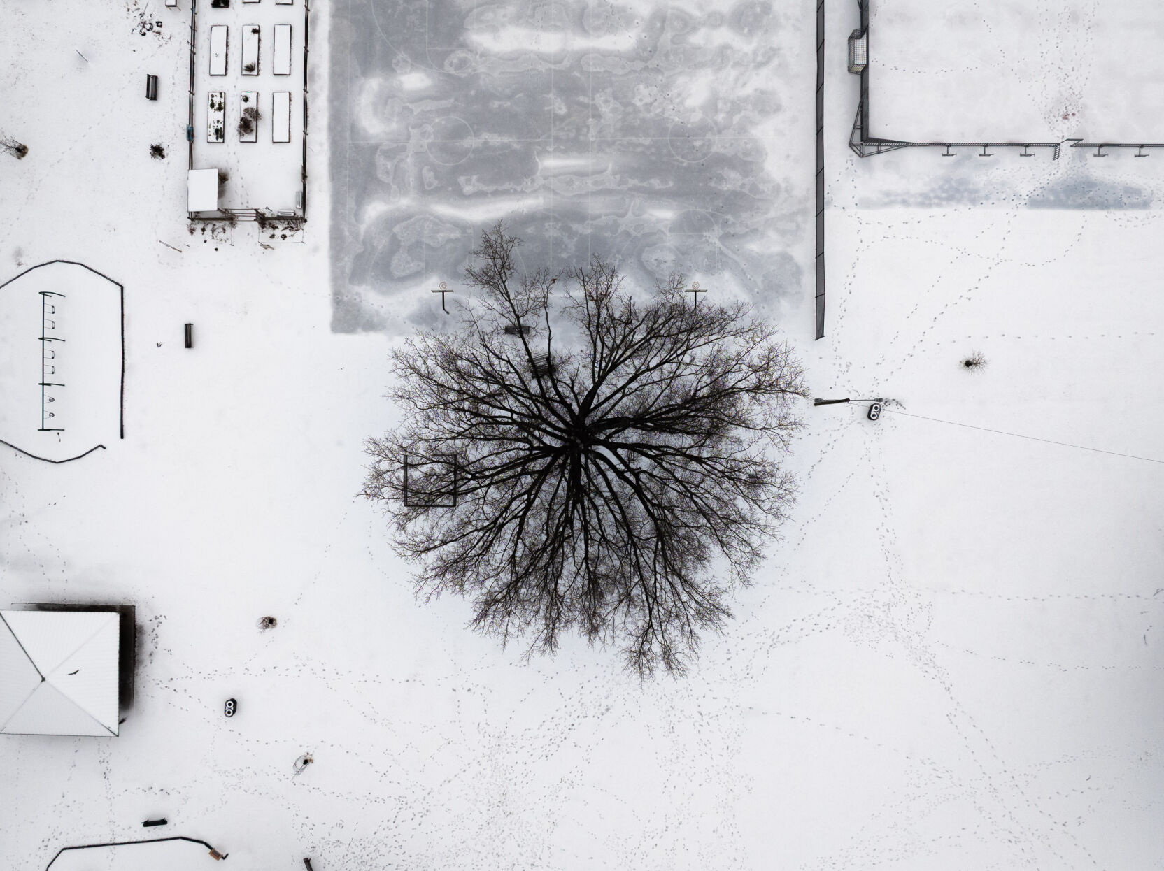 Aerial views of Richmond covered in snow and ice