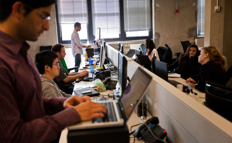 Sedentary office workers try standing desks
