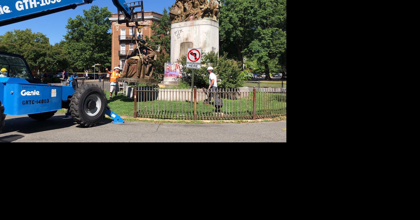 UPDATE: Crews remove Maury statue, two cannons from Monument Avenue