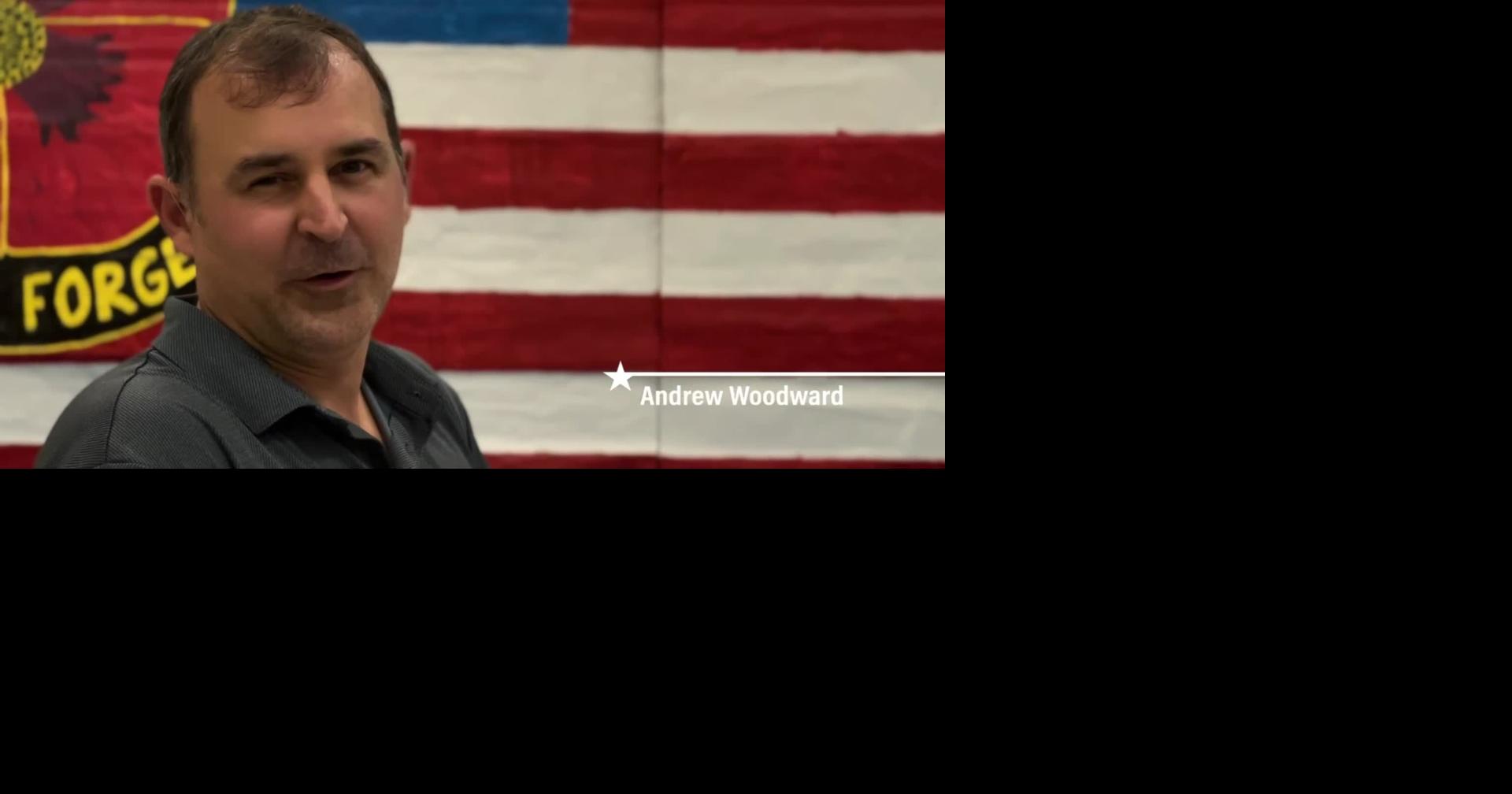 Teacher Andrew Woodward installs this year’s Robious Elementary School ...