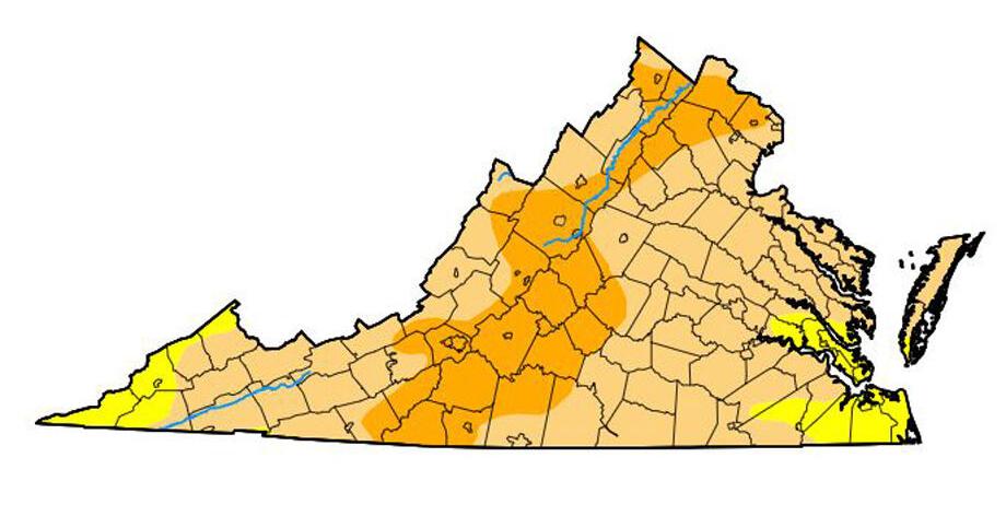 Moderate to severe droughts affecting 90% of Virginia