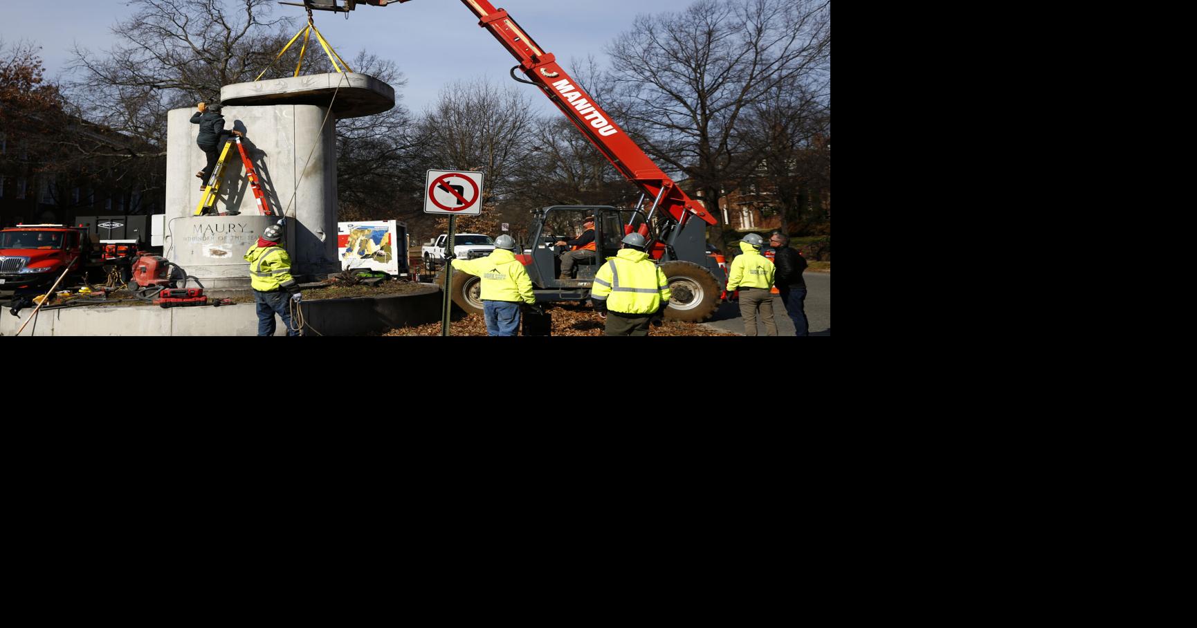 PHOTOS: The pedestal of the Matthew Fontaine Maury Monument is removed