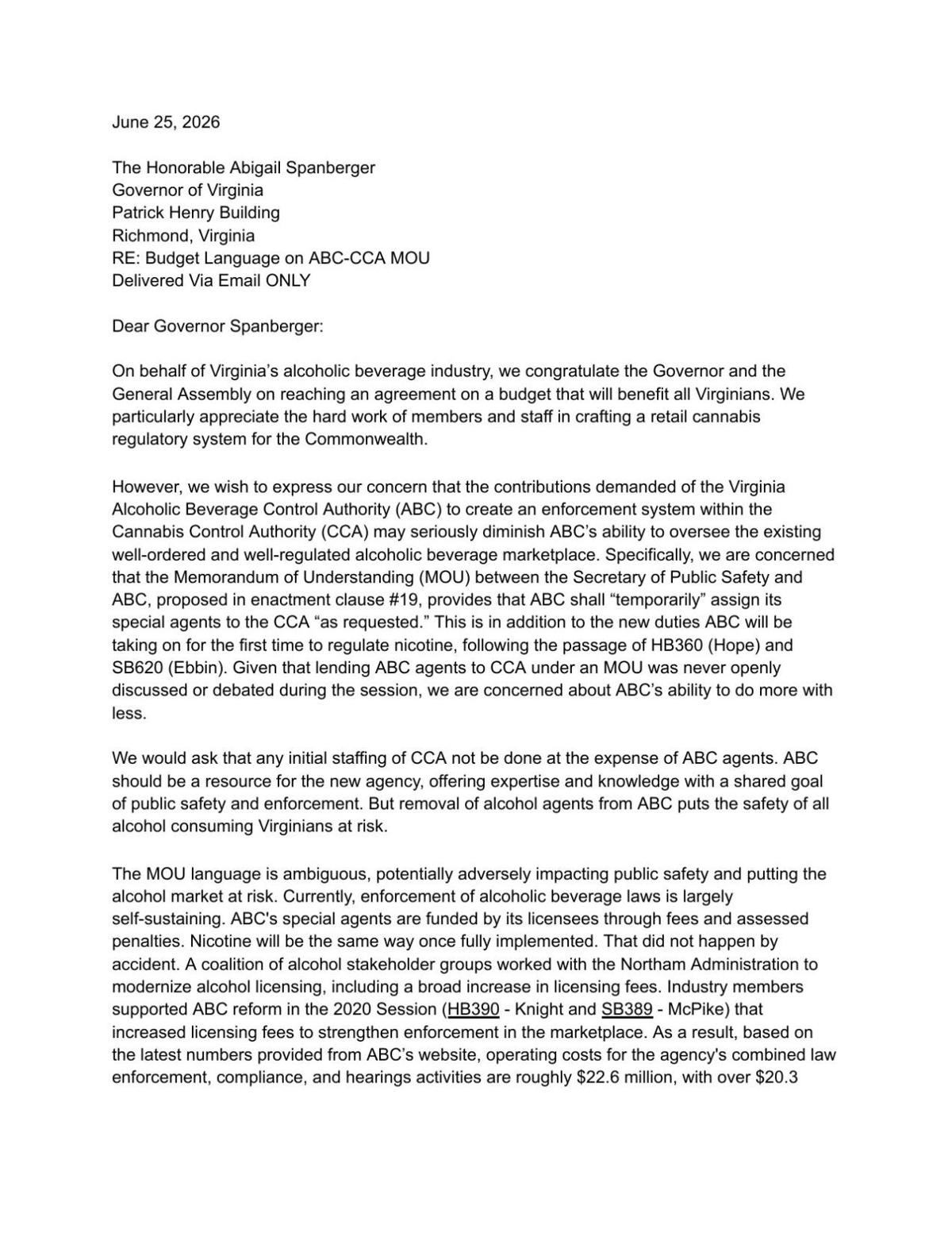 Alcohol beverage groups letter