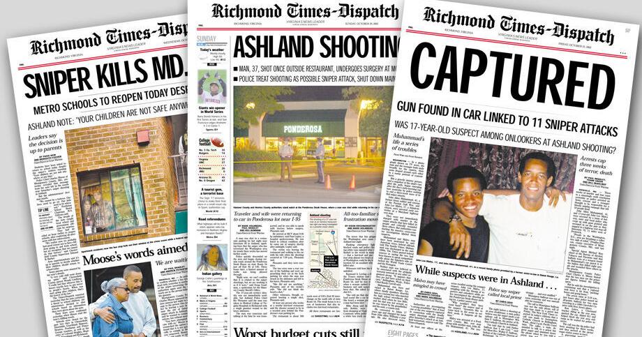 20 Times-Dispatch front pages featuring news of the D.C. sniper attacks