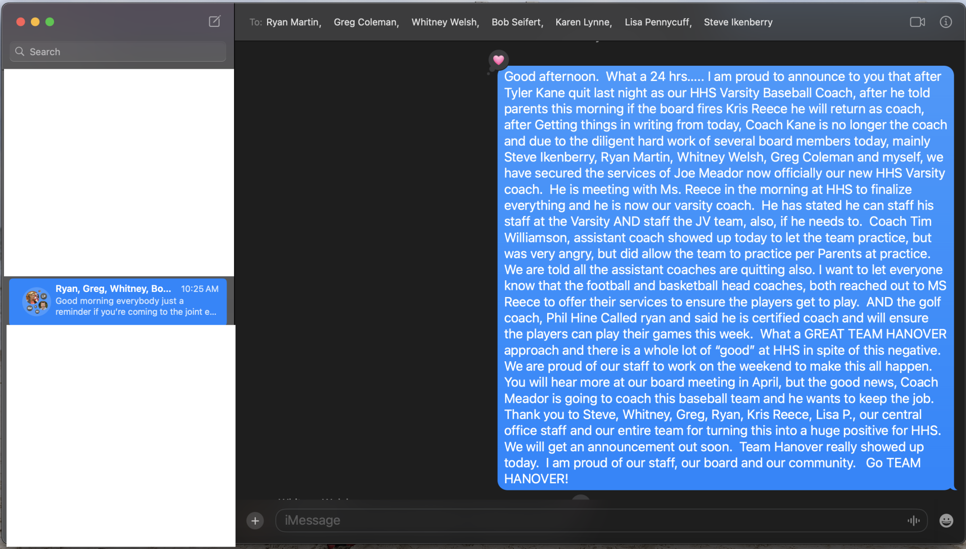 Hanover baseball parents support Kane. Texts reveal rift.