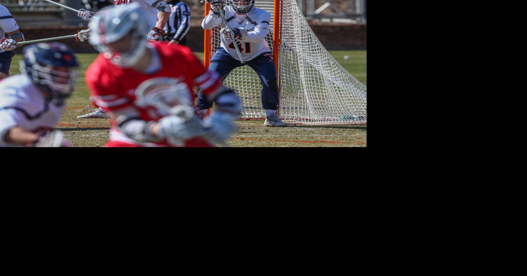 Virginia lacrosse goalie Matthew Nunes joins in on offense