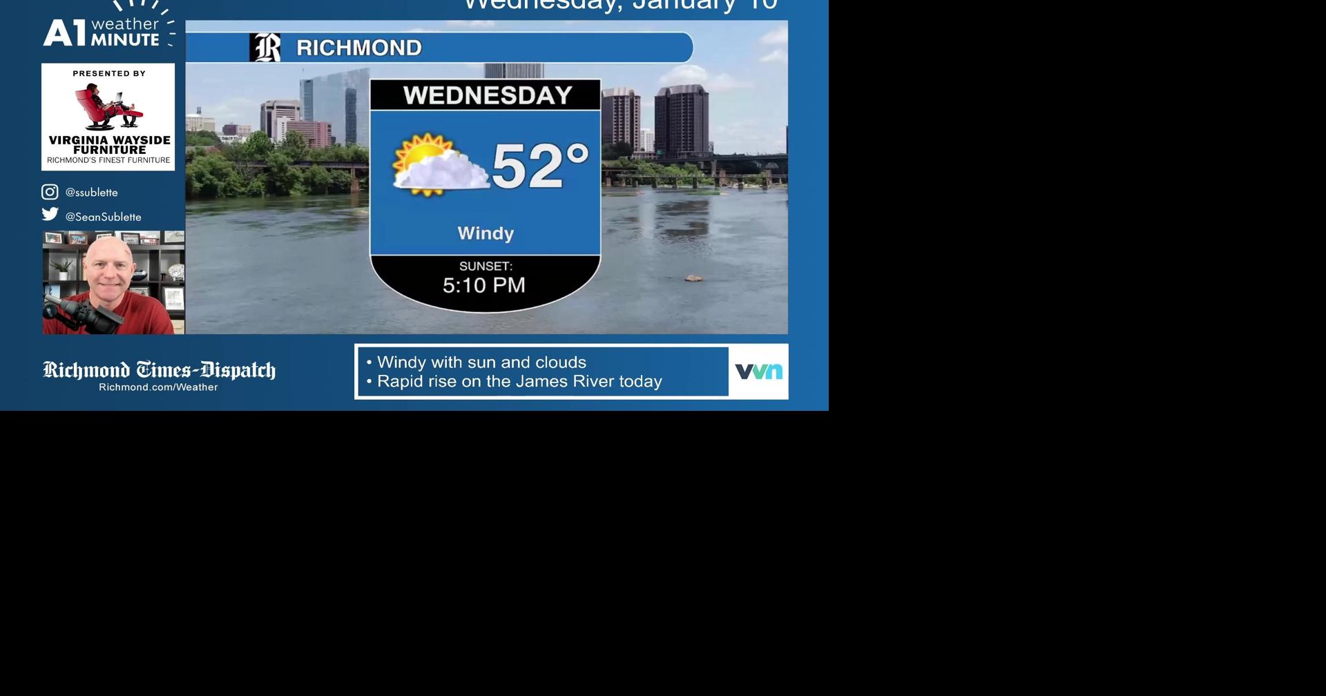 How fast is the James rising? Wednesday morning weather video