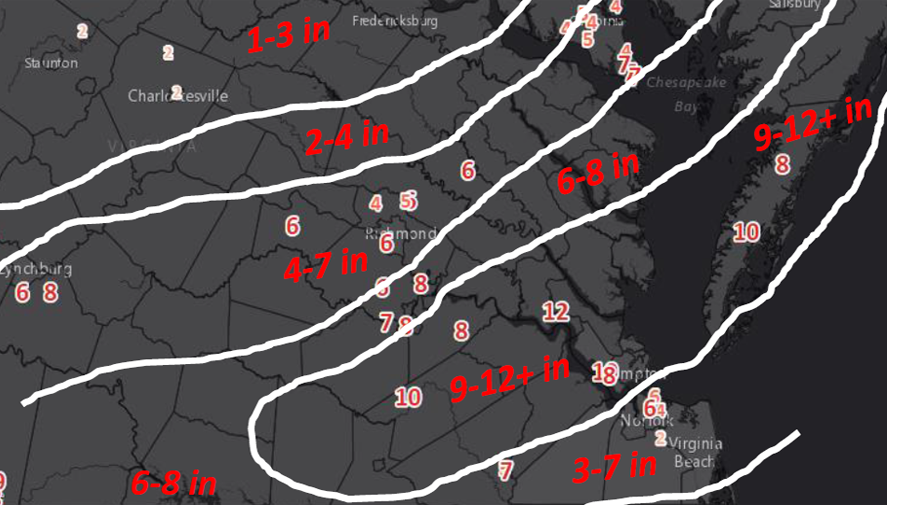 Updated snowfall reports to National Weather Service: 8 inches in ...