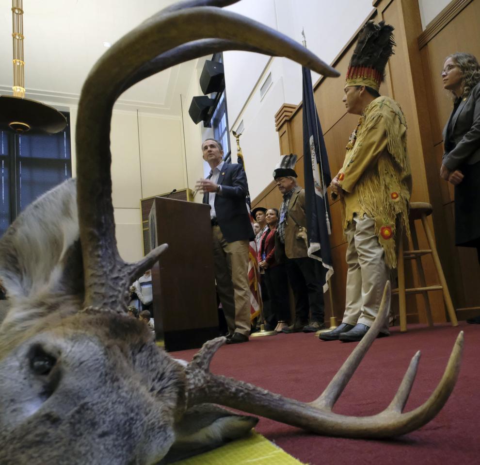 Mattaponi and Pamunkey chiefs present deer to Northam during annual tax ...