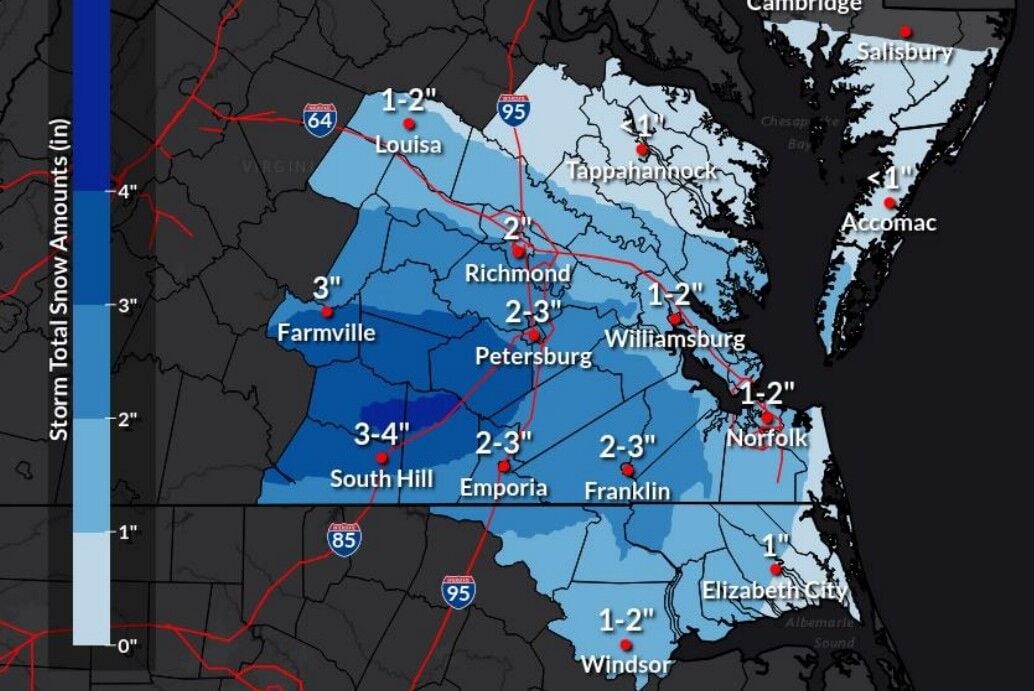 More snow in forecast for Richmond area Monday