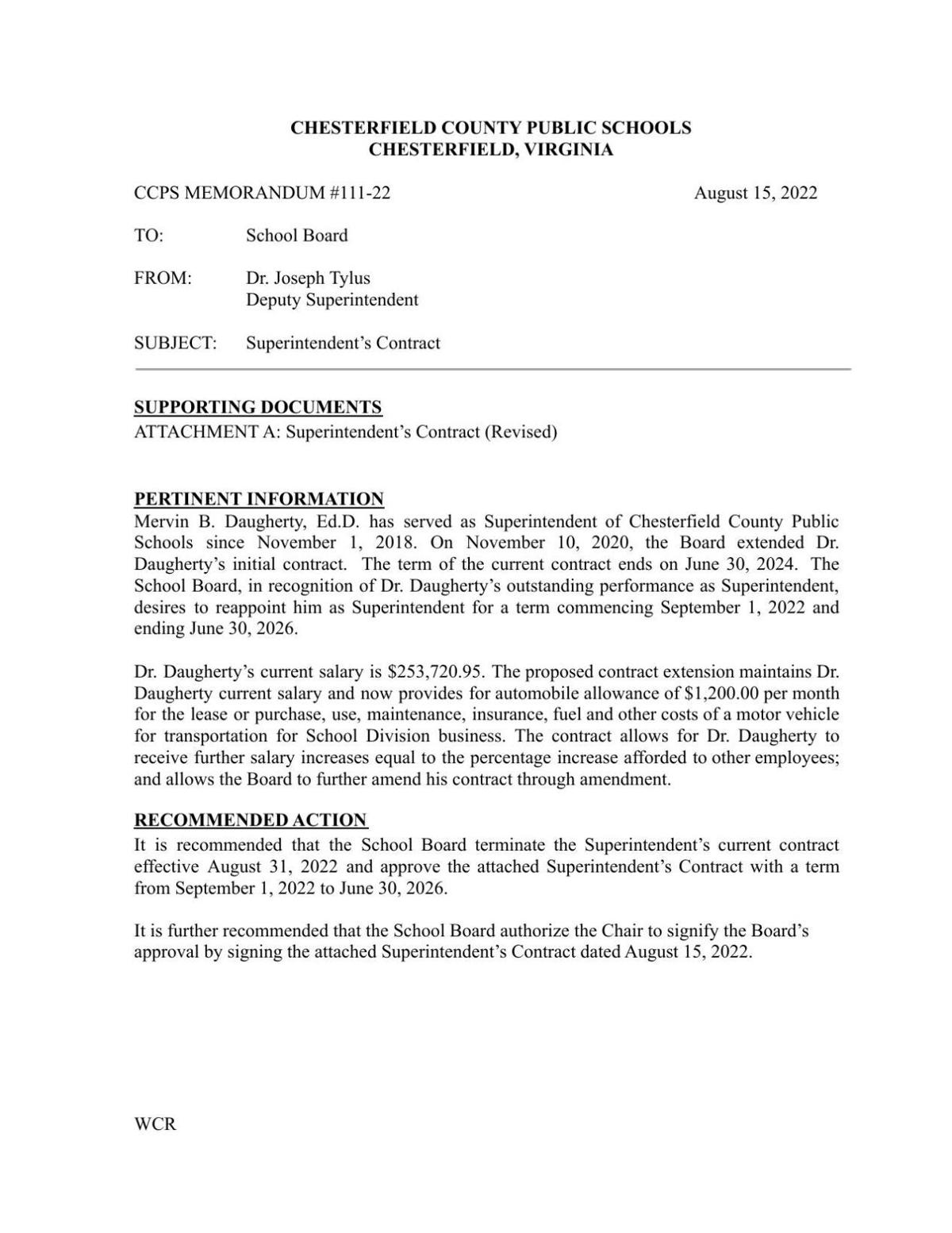 Chesterfield County schools superintendent contract extended
