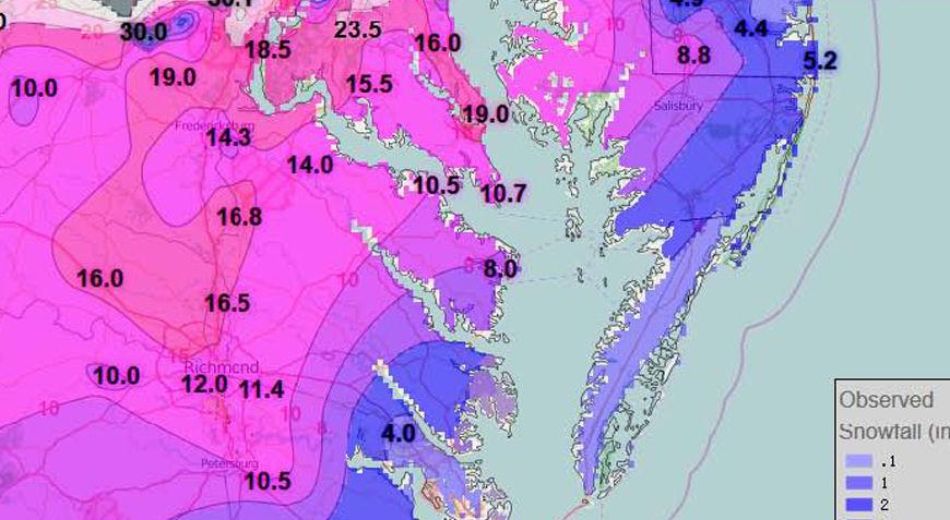 Map of snowfall depths in Virginia | Weather | richmond.com