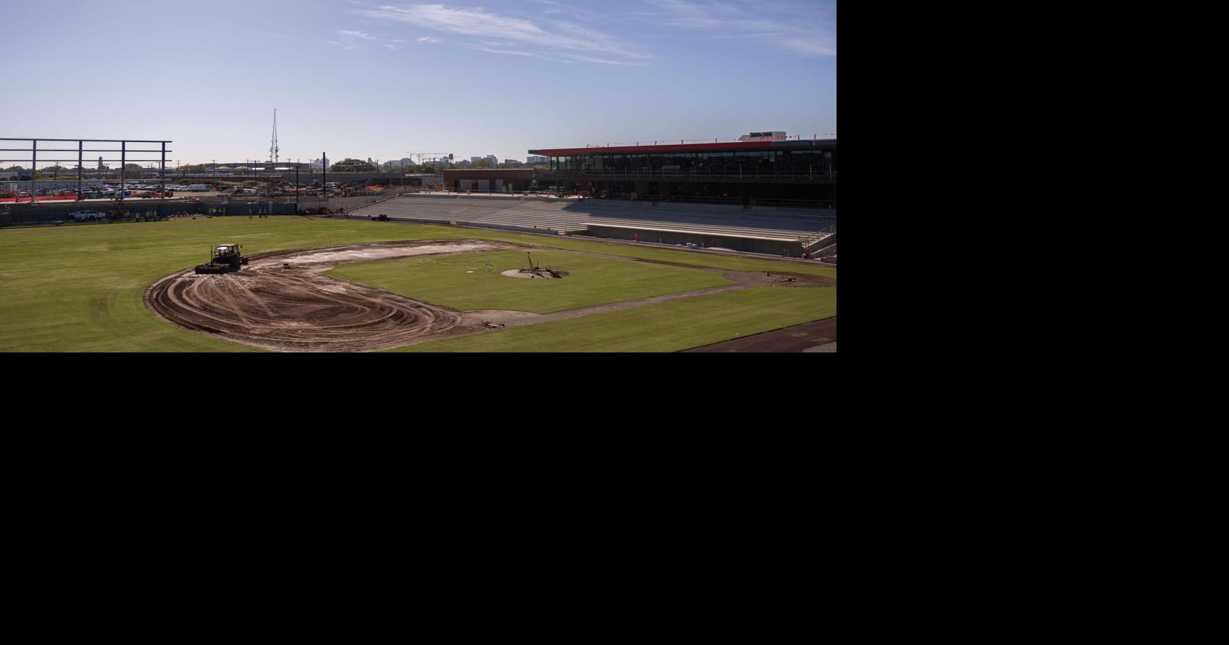 CarMax Park's 'new baby' lays down with ceremonial sod roll