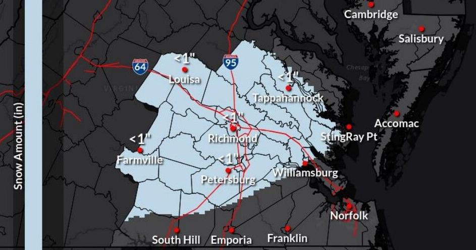 Richmond, Virginia, snow possible Friday and Sunday