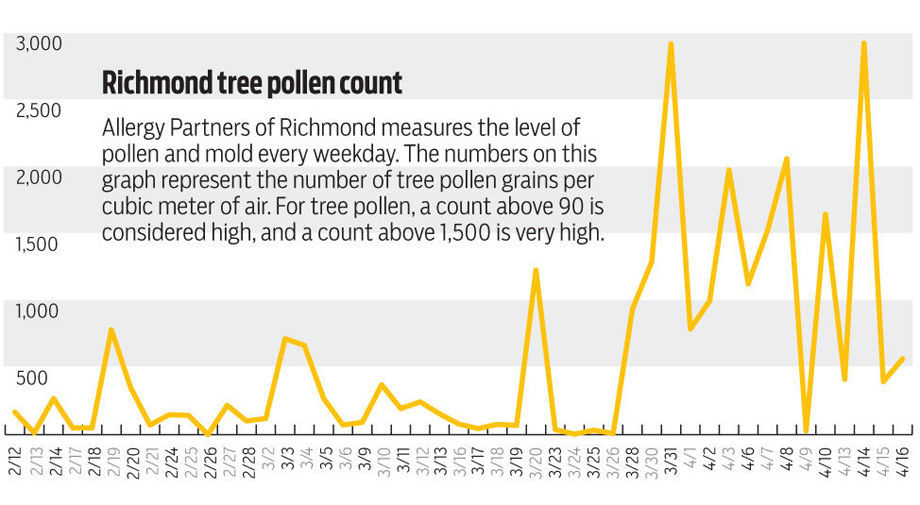 Richmond suffered two peaks of tree pollen this spring