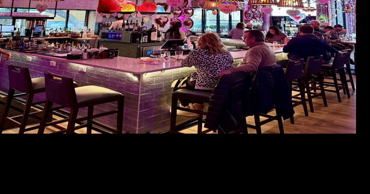 Napa Kitchen and Wine is decorated for Valentine's Day