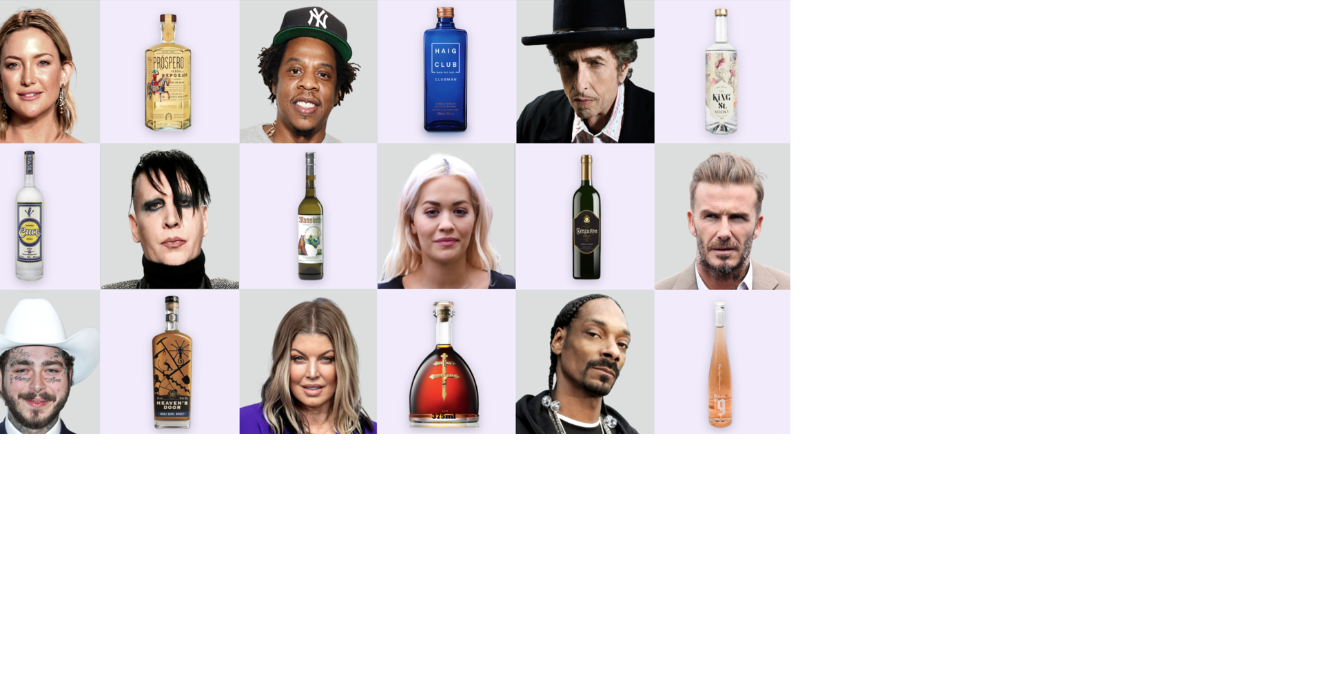 Celebrity booze: Can you match the star to each alcohol brand?