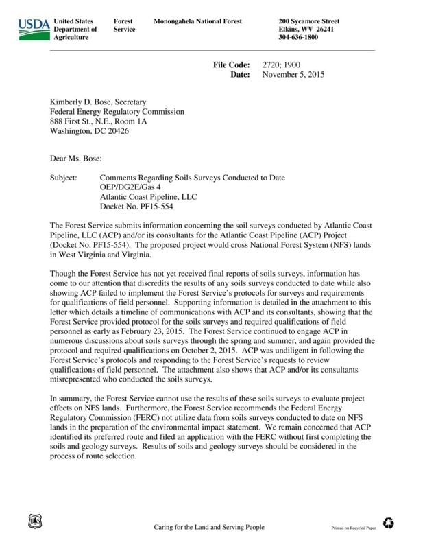 Forest Service letter