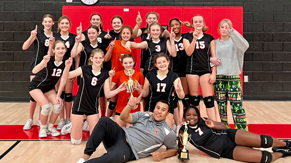 Middle School volleyball team are Southside Champs