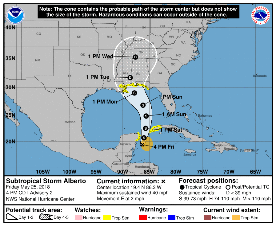 Alberto, the first Atlantic storm of 2018, will head for the Gulf Coast ...