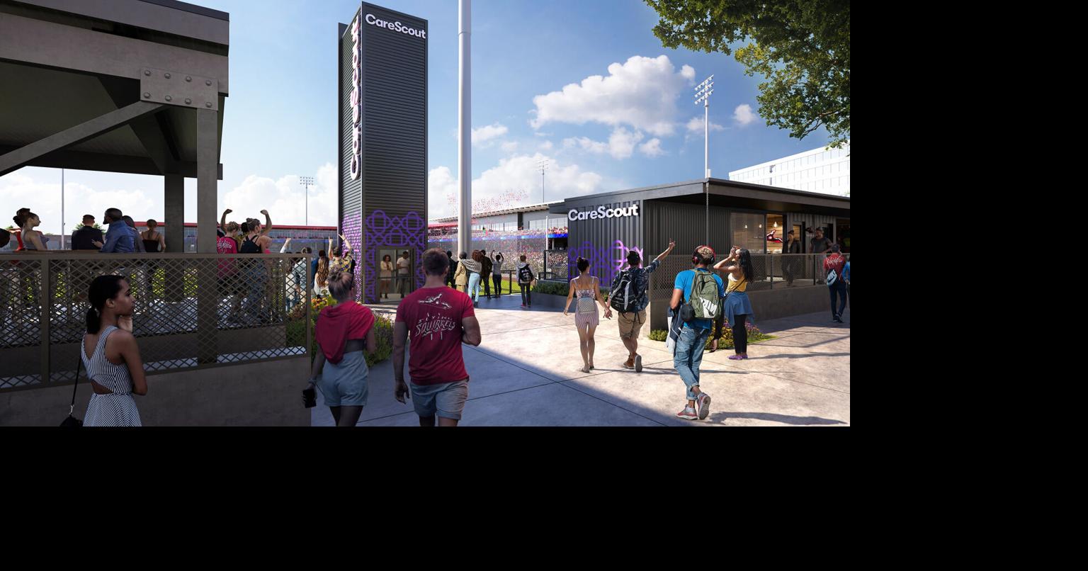 Videoboard/elevator: CareScout Power Tower at CarMax Park.