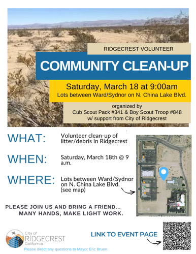 Volunteer community clean-up Saturday | News | ridgecrestca.com