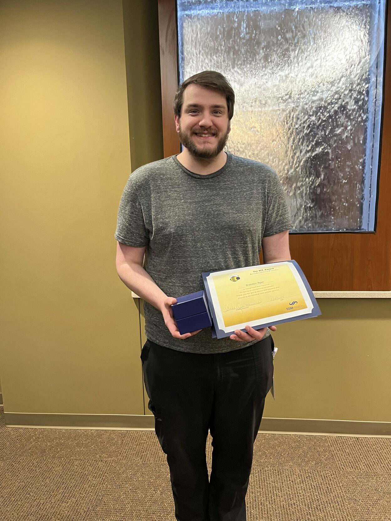 Brandon Ryan receives BEE Award at SSM Health Hospital | Local News ...