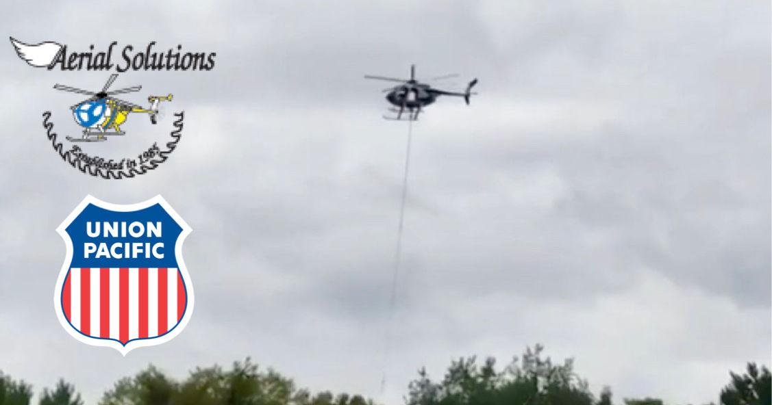 Aerial Solutions helicopter trims trees along Union Pacific railroad ...