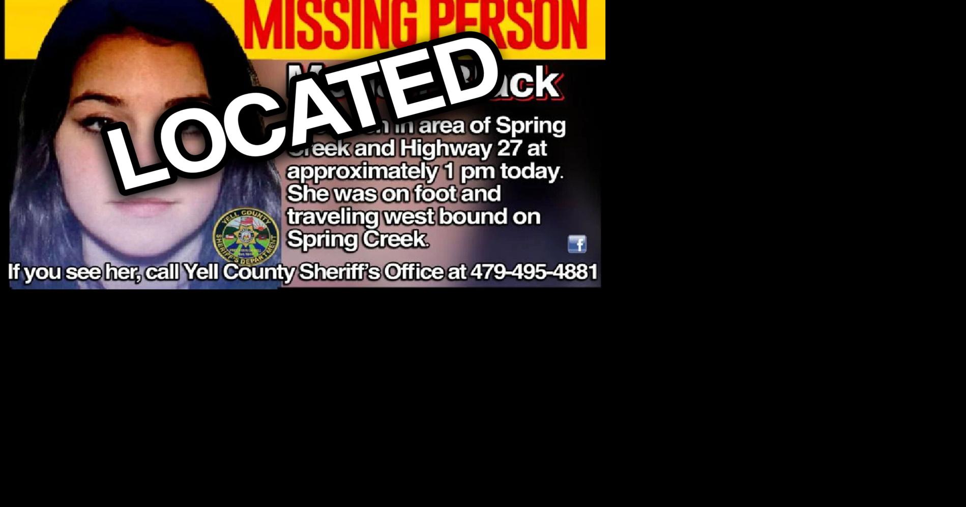 UPDATE: Yell County Sheriff’s Office advises missing female has been ...