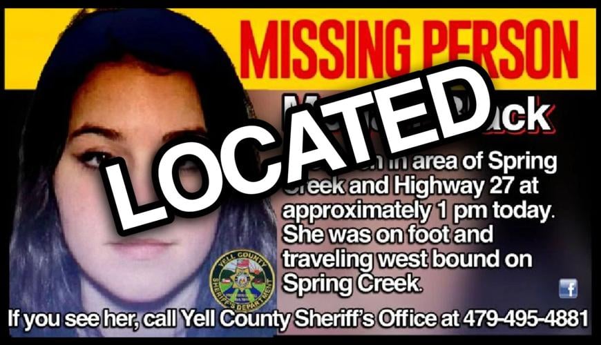 Update Yell County Sheriffs Office Advises Missing Female Has Been