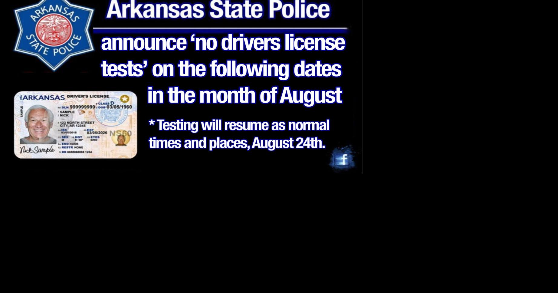 Arkansas State Police announce ‘no written driver license tests’ on the ...