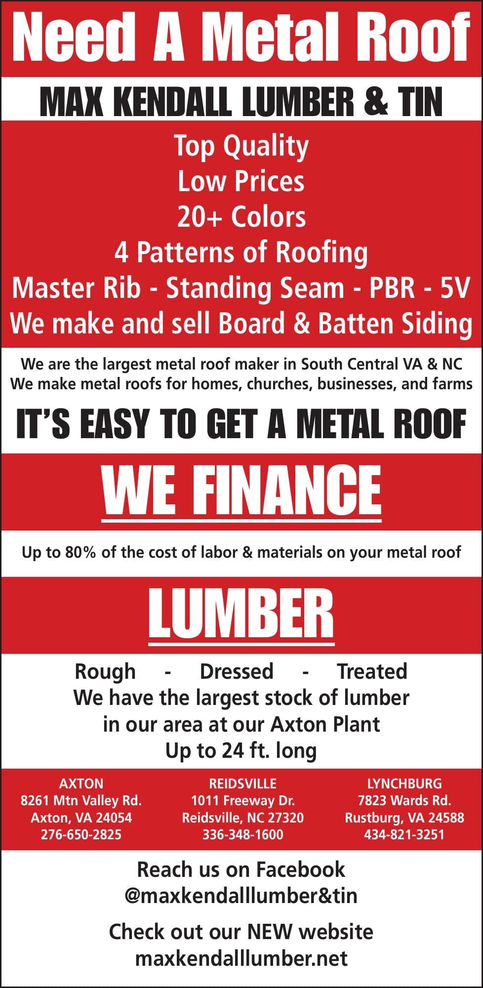 MAX KENDALL LUMBER CO.