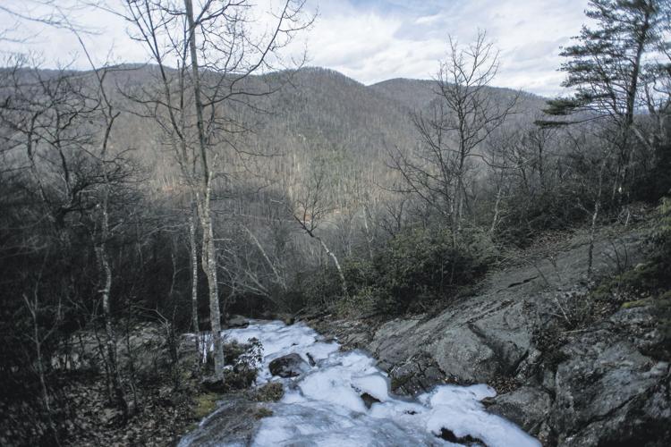 Frozen falls: Hikers brave the cold to take in the beauty of Crabtree Falls