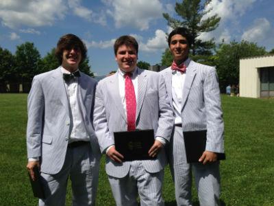 Photo: Tyler Quinn, Ben Barton and Jordi Pease at NC graduation