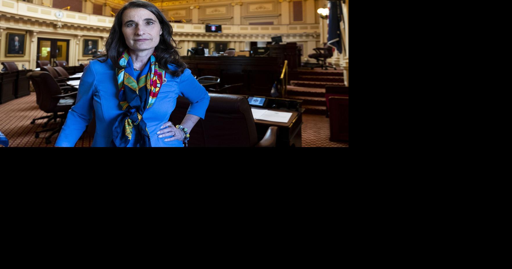 Sen. Jennifer Boysko stands for a portrait inside the Virginia State ...