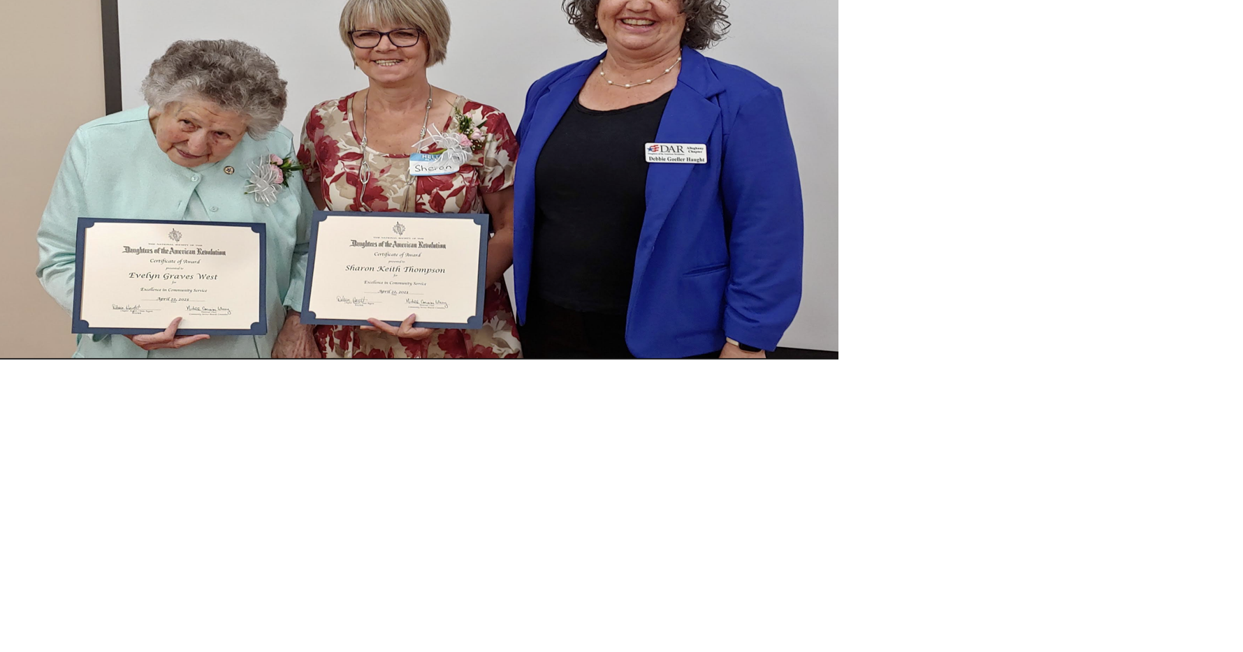DAR chapter honors two for service