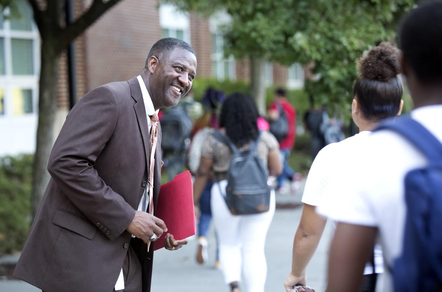 Photos: New Principal Anthony Frazier greets students at Roanoke's ...