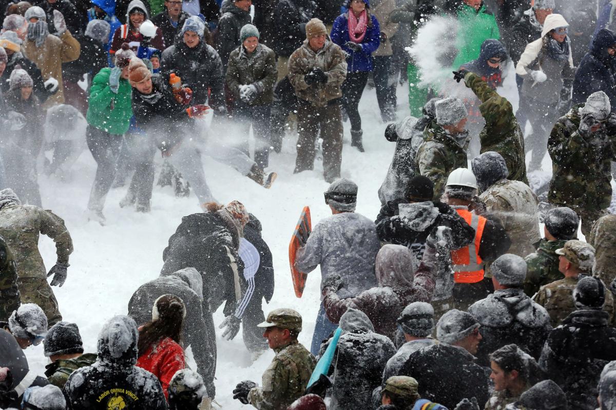Virginia Tech's Civilians vs. Corps of Cadets snowball fight