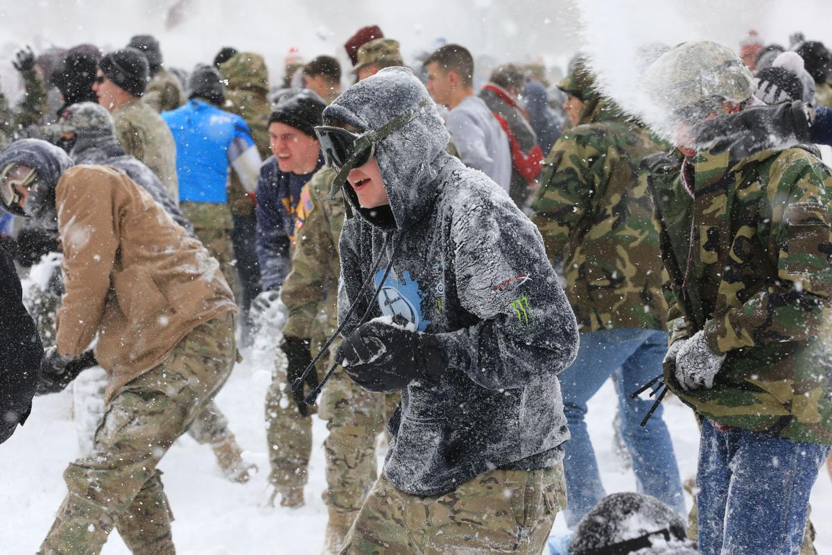 Virginia Tech's Civilians vs. Corps of Cadets snowball fight