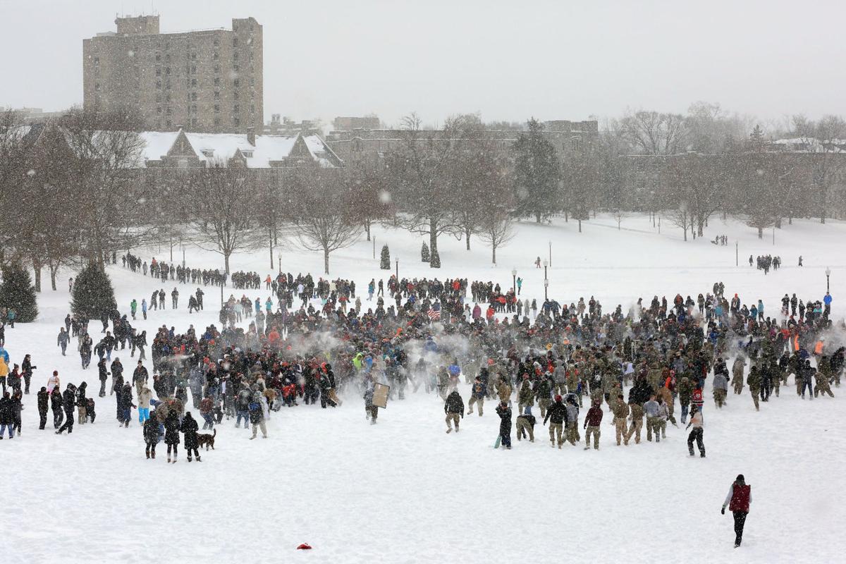 Virginia Tech's Civilians vs. Corps of Cadets snowball fight