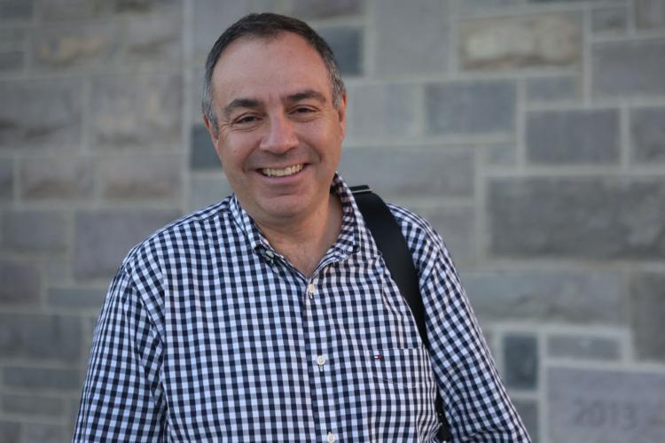 Professor Bill Roth settling into classroom at Virginia Tech