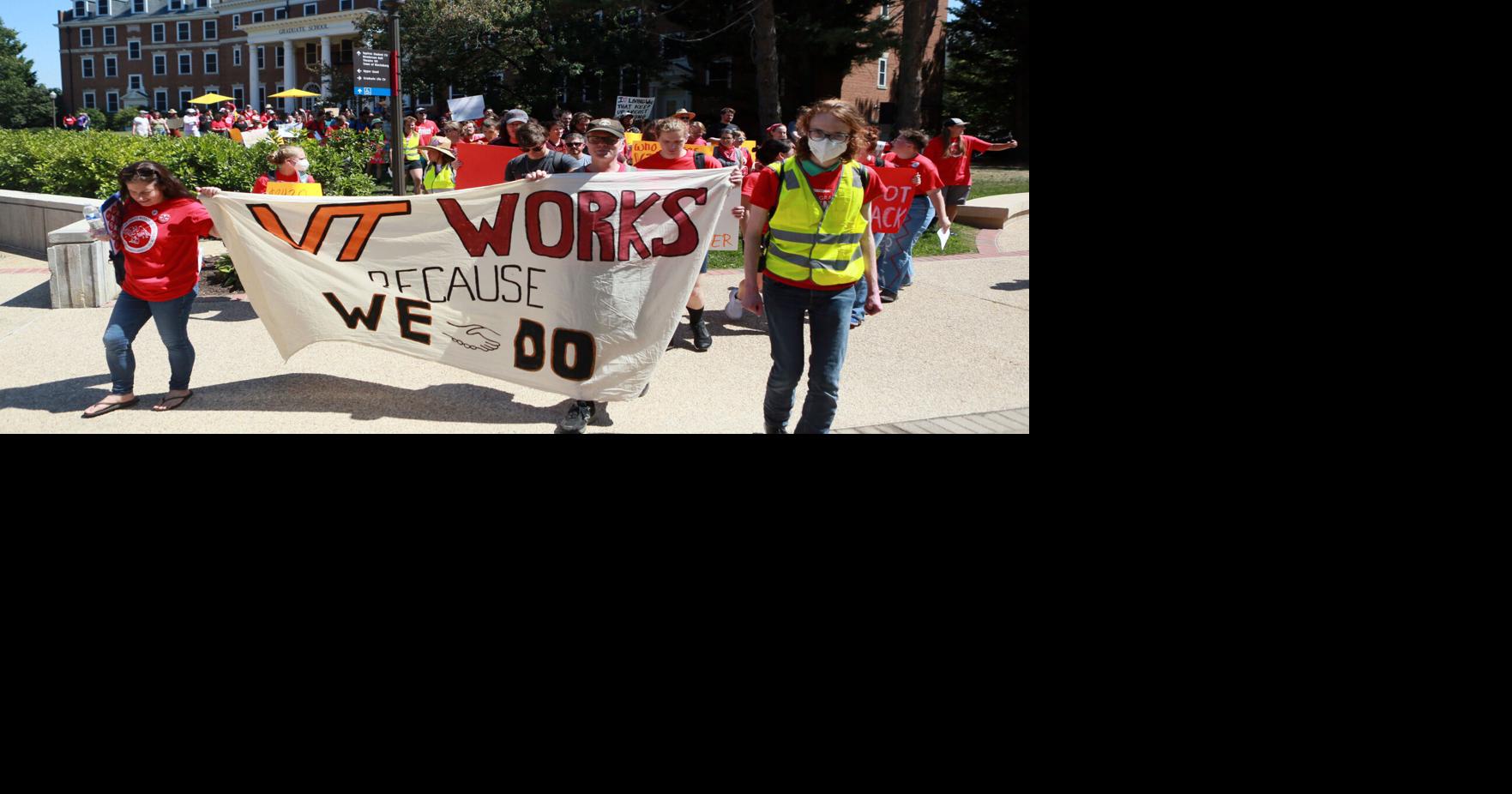 Virginia Tech graduate students and workers rally in support of unions