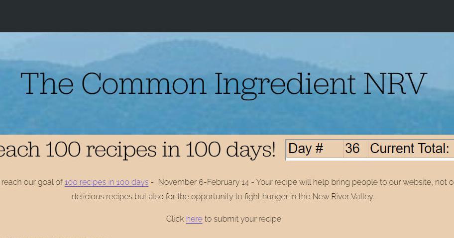 NRV food-security website seeks 100 recipes in 100 days.