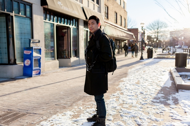 Andrew Huynh: coats and hightops, College Avenue, Blacksburg