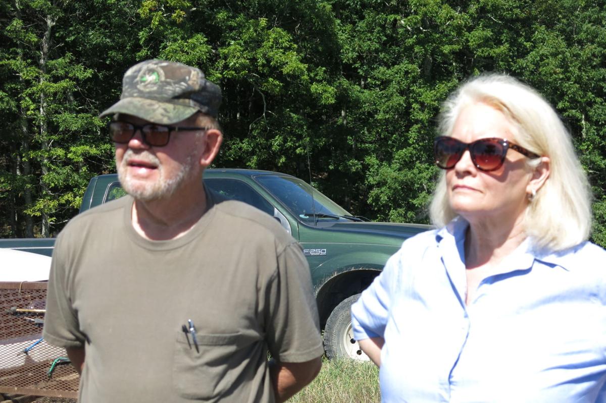 Botetourt landowner Jerry Fraley speaks of APEX wind energy project during tour of MET tower site
